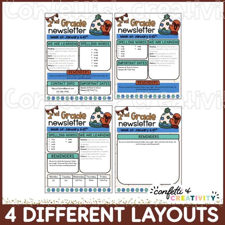 Winter Newsletter Templates and Calendar | Confetti & Creativity