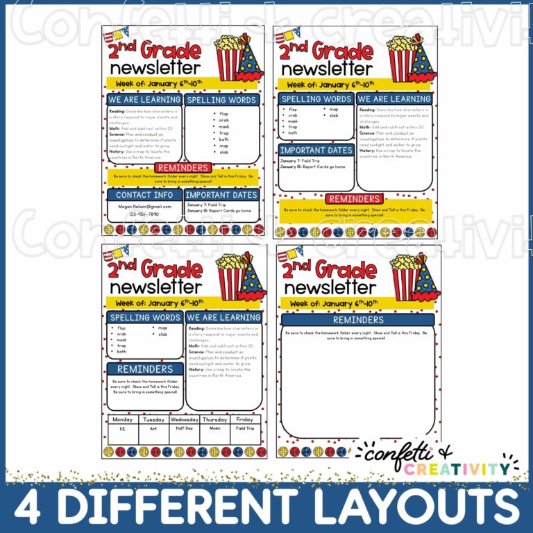 New Years Newsletter Templates and Calendar | Editable | Confetti ...