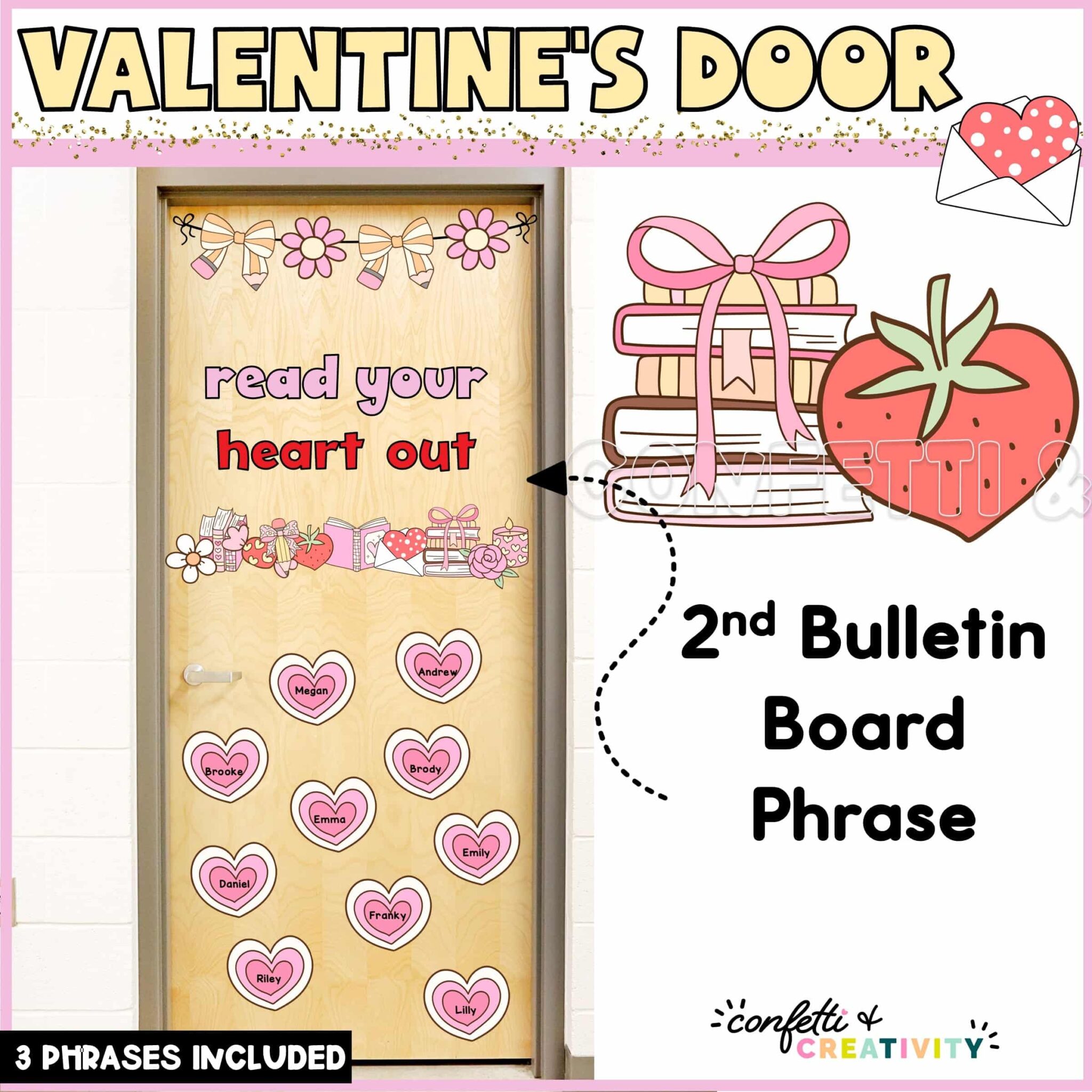 Valentine's Day Door Decor | Reading Door Decor | Confetti & Creativity