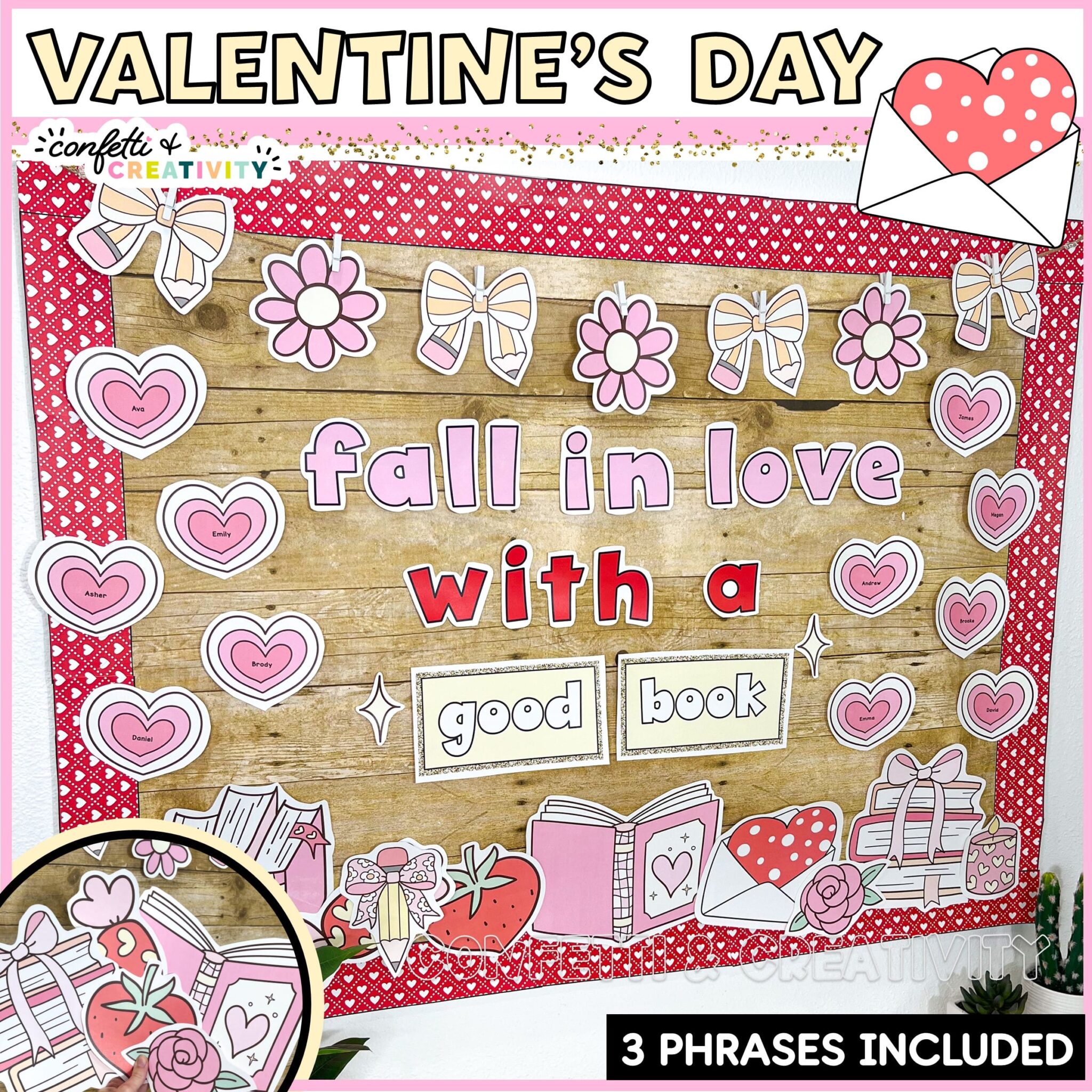 Valentine's Day Bulletin Board | Reading Bulletin Board | Confetti ...