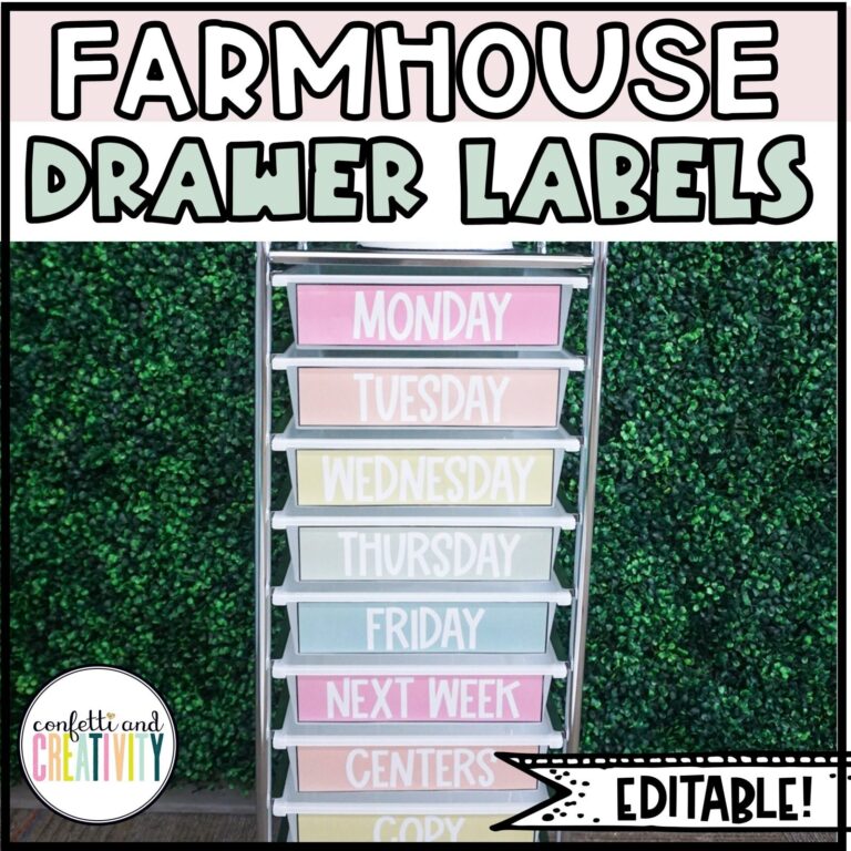 Modern Farmhouse 10 Drawer Cart Labels | Confetti & Creativity