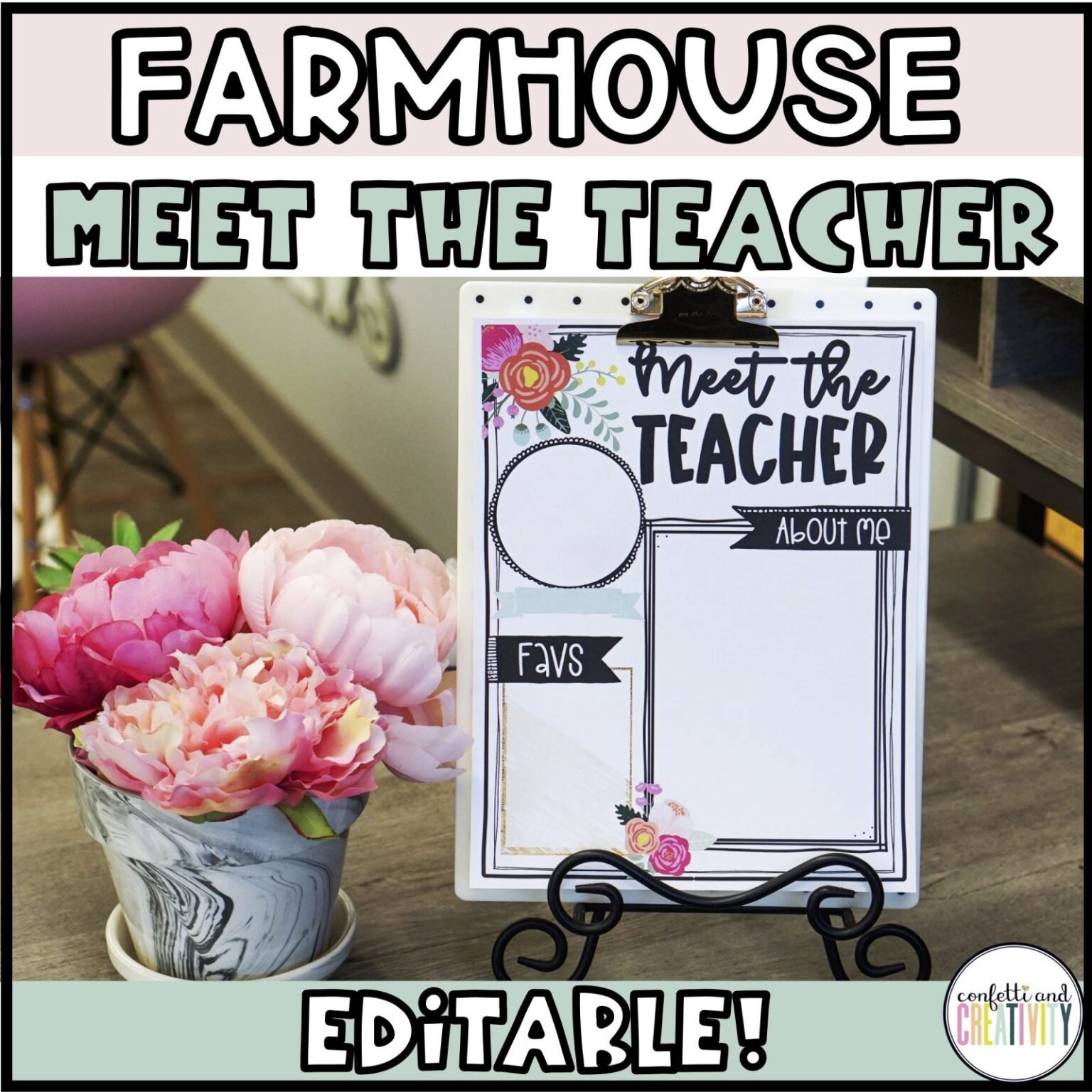 Farmhouse Floral Meet the Teacher | Confetti & Creativity