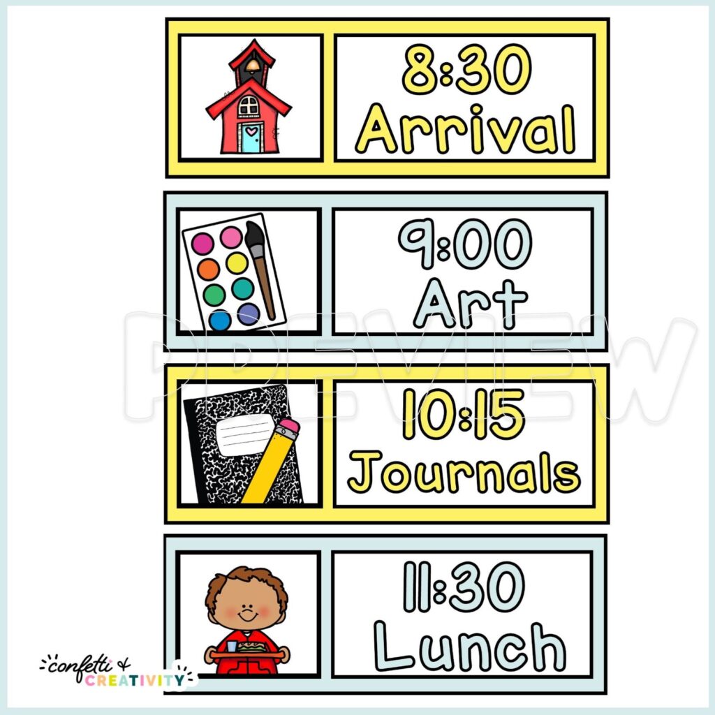 Lemon Primary Schedule Cards | Confetti & Creativity