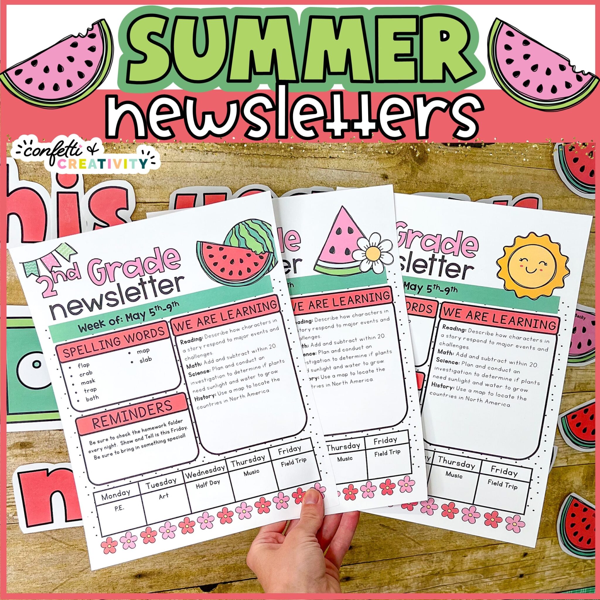 Summer Newsletter Templates and Calendar | Editable | Confetti & Creativity