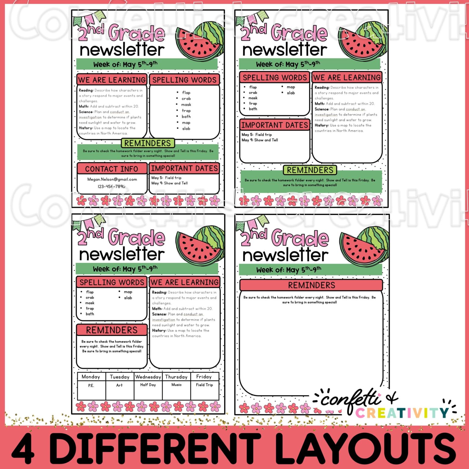 Summer Newsletter Templates and Calendar | Editable | Confetti & Creativity